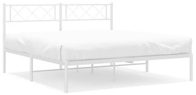Kovový rám postele s čelem bílý 120 x 200 cm - Default Title