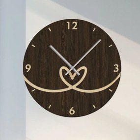 dřevo života Dřevěné SRDCOVÉ hodiny na stěnu Zvolte barvu dekoru: Wenge, Zvolte velikost hodin (cm): 50x50, Barva ručiček: Stříbrné