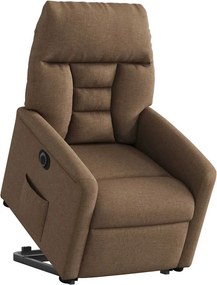 Elektrické zvedací polohovací křeslo hnědé textil 3303056