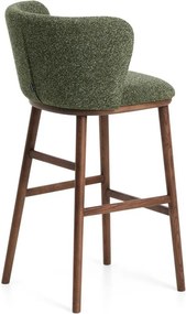 Tmavě zelená čalouněná barová židle (výška sedáku 75 cm) Ciselia – Kave Home