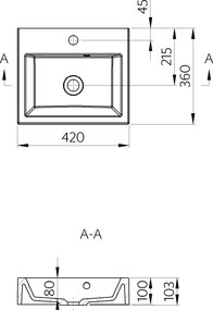 Sapho, ORINOKO umyvadlo 42x36cm, litý mramor, bílá, OR042