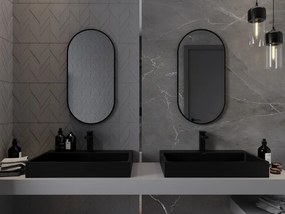 Mexen Loft oválné koupelnové zrcadlo 80 x 40 cm, černý rám - 9851-080-040-000-70