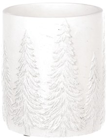 Váza betonová, motiv stromku, bílo-stříbrné GD623
