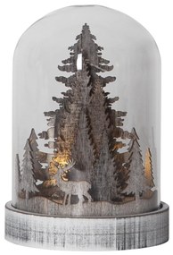 STAR TRADING Svítící vánoční dekorace Kupol Forest, šedá barva, hnědá barva, přírodní barva, sklo, dřevo