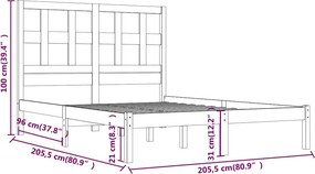 Rám postele černý masivní borovice 200 x 200 cm 3104502
