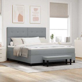 Postel s boxspringem s čelo Světle šedá 180 x 200 cm textil 3344086