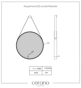 CERANO - Koupelnové LED zrcadlo Rotondo, kovový rám - černá matná - Ø 60 cm