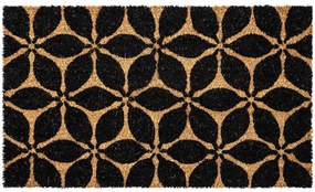 Trade Concept Kokosová rohožka Květiny černá, 43 x 73 cm