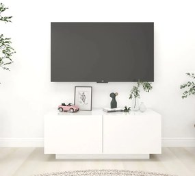 TV stolek bílý s vysokým leskem 100 x 35 x 40 cm dřevotříska - Default Title