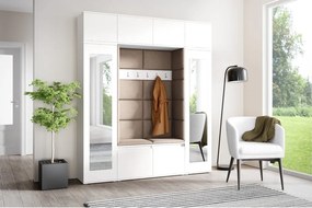 Eka Předsíňová stěna s čalouněnými panely Trinity 32 - Bílá / Tmavá béžová 2305