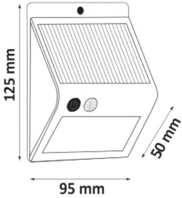 LED Solární nástěnné svítidlo se senzorem LED/2,2W/3,7V 2200 mAh IP44