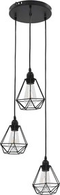 Stropní lampa s diamantovým designem černá 3 x žárovka E27 281634
