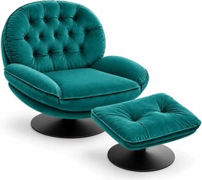 LuxuryForm DESIGN Otočné křeslo LUNA s podnožkou - zelené