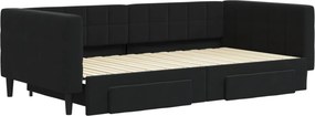 Válenda s přistýlkou a zásuvkami černá 100 x 200 cm samet 3196750
