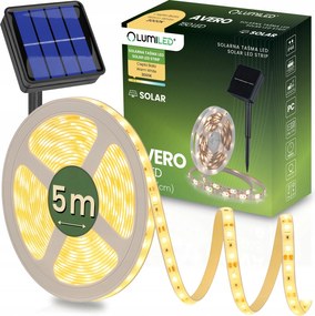 Solární Led zahradní páska 5 m Pásek 150 Led Dekorativní Teplá světla IP44