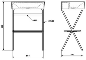 Sapho FERRO podstavec pod umyvadlo 565x720x390mm, černá SKA560-1