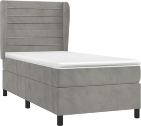 Box spring postel s matrací světle šedá 100x200 cm samet 3129255