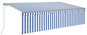 Ručně zatahovací markýza s roletou 5 x 3 m modrobílá,  3069456