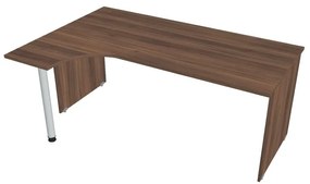 Stůl ergo pravý 180*120 cm - Hobis Gate GE 1800 P Dekor stolové desky: ořech, Dekor lamino podnože: ořech, Barva nohy: stříbrná