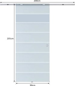 HOMCOM Skleněné posuvné dveře Posuvné dveře Skleněné dveře Pokojové dveře částečně satinované 775 / 900 / 1025 x 2050 mm | Aosom