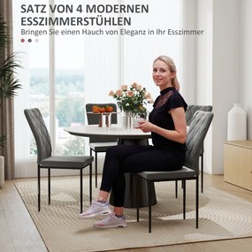 Sada 4 jídelních židlí HOMCOM s opěradlem, sametový vzhled, čalouněná židle se ocelovými nohami, moderní židle do obývacího pokoje pro jídelnu, tmavě…