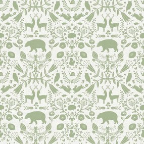 Zeleno-bílá dětská vliesová tapeta se zvířátky, 17142, MiniMe, Cristiana Masi by Parato