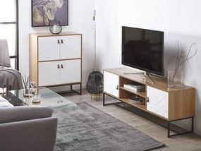 TV skříňka ze světlého dřeva s bílou NUEVA Beliani