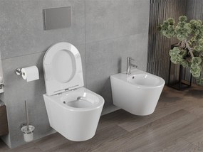 Mexen Rico závěsné wc Rimless s toaletním Slim sedátkem z duroplastu, bílá - 30720300