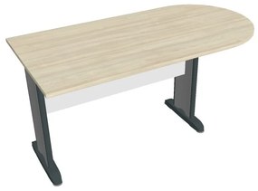 Stůl jednací oblouk 160 cm - Hobis Cross CP 1600 1 Dekor stolové desky: akát, Dekor lamino podnože: bílá, Barva nohou: černá