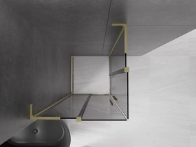 Mexen Velar L Duo, sprchový kout s posuvnými dveřmi 80 x 80 cm, 8mm šedé sklo, zlatá matná, 871-080-080-02-43-55