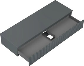 Mexen Rivel, koupelnová skříňka pod umyvadlo 140 cm s horní deskou, 1 zásuvka, drážkovaná, grafit matná - 91A20-14023-1-BFC66