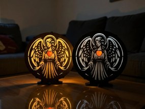 Li-Go "Anděl s karneolovým srdcem" dřevěná lampa s dvojitým podsvícením 20x22 cm dub