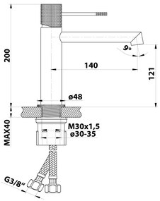 Sapho - Umyvadlová baterie SOLARIS 20 cm matná černá