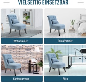 Televizní křeslo HOMCOM s opěrným polštářem a vyvýšenými nožkami, modré lněné provedení, 52,5x69x77cm, pohodlné do obývacího pokoje | Aosom.de