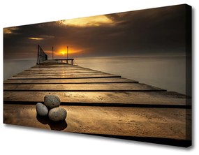 Obraz na plátně Moře Molo Západ Slunce 140x70 cm