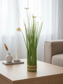 Sinsay - Umělá okrasná tráva s květinami - pastelová růžová
