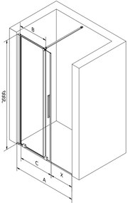Mexen Velar, posuvné dveře do otvoru 70x200 cm, 8mm čiré sklo, růžové zlato, 871-070-000-01-60