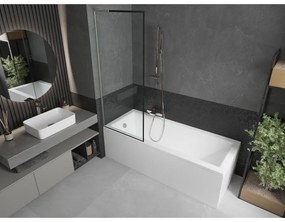 Mexen Next L, 1-křídlová vanová zástěna 70 x 150 cm, 6mm čiré sklo-černý vzor, ​​6mm čiré sklo, profil broušená ocel, 895-070-000-03-70-97