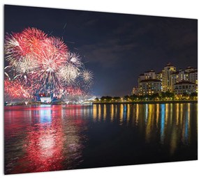 Obraz ohňostroje v singapuru (70x50 cm)