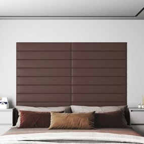 Nástěnné panely 12 ks hnědé 90 x 15 cm umělá kůže 1,62 m² - Default Title