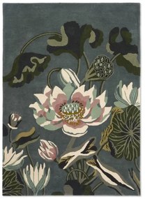 Vlněný květinový koberec Wedgwood Waterlily round midnight pond 038608 Brink & Campman 200 x 280