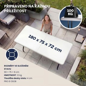 Bufetový stůl KAMIL sklápěcí, 76x183x74cm, bílá Casaria