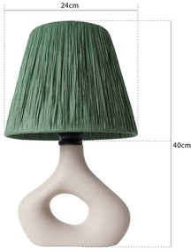 Zelená stolní lampa se stínidlem z papírového výpletu (výška 40 cm) Serin – Opviq lights