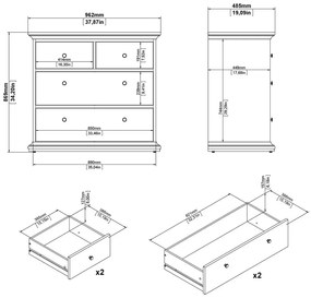 Šedá nízká komoda 96x87 cm Paris – Tvilum