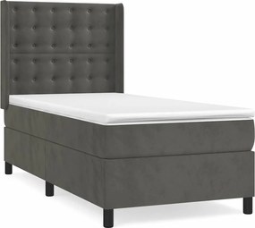 Box spring postel s matrací tmavě šedá 90x200 cm samet 3132898