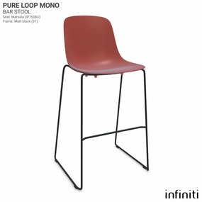Barová židle Pure Loop Mono Barva kovové konstrukce: Matt black 31, Barva sedáku a opěradla z recyklovaného plastu: Marsala IP7608U