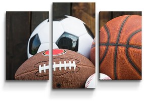 Sablio Obraz - 3-dílný Sportovní míče - 75x50 cm