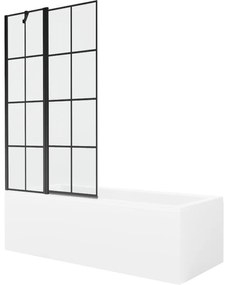 Mexen Cubik obdélníková vana 150 x 70 cm s pláštěm 1-křídlovou zástěnou 100 cm, Černý vzor - 550315070X9410117077