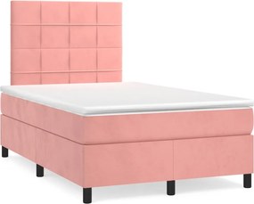 Box spring postel s matrací růžová 120 x 200 cm samet 3143018