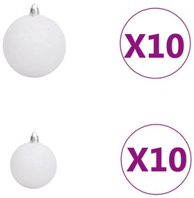 vidaXL Umělý vánoční stromek s LED a sadou koulí 210 cm 910 větviček